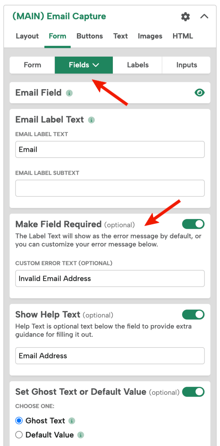 How to display inline error messages (inside each field) - Digioh Help Docs