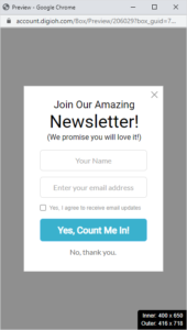 Website Pop Up Sizes for Desktop & Mobile | Digioh