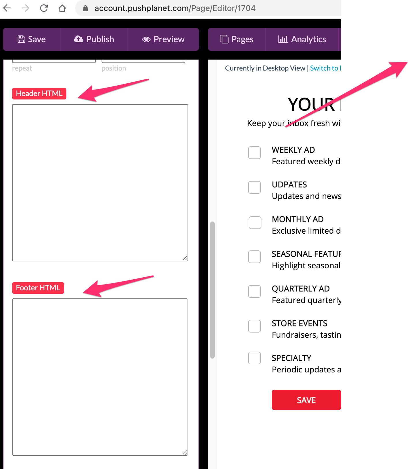 How to add a Header or Footer to Pref Center and Landing Pages - Digioh ...