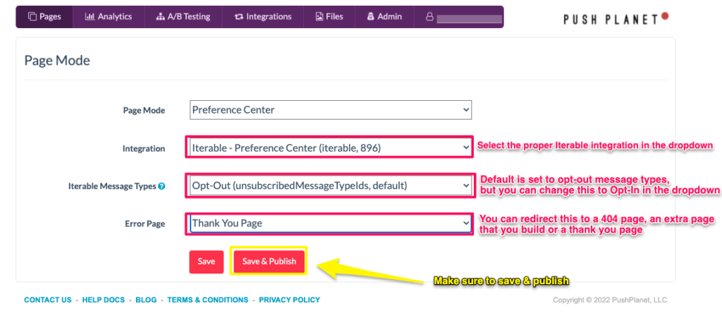 How to Add an Iterable Integration to Your Preference Center | Help Docs