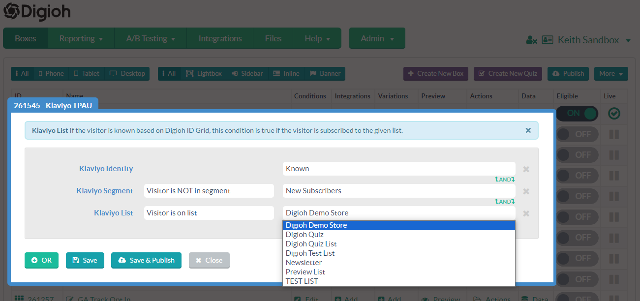 Targeting and Personalizing Boxes Using Klaviyo Profile Data and Subscriptions - Digioh Help Docs