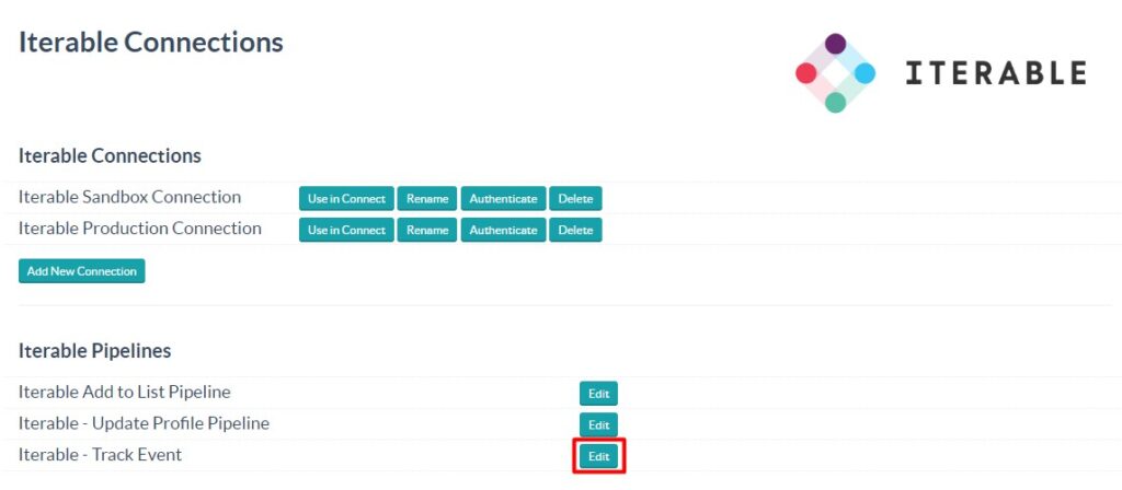 How to update an Iterable pipeline's connection - Digioh Help Docs