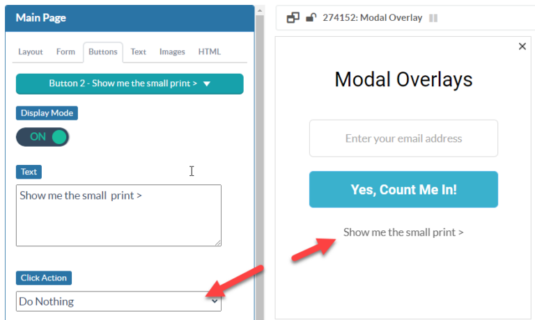 Modal overlays for showing terms and other in-box interactions - Digioh ...
