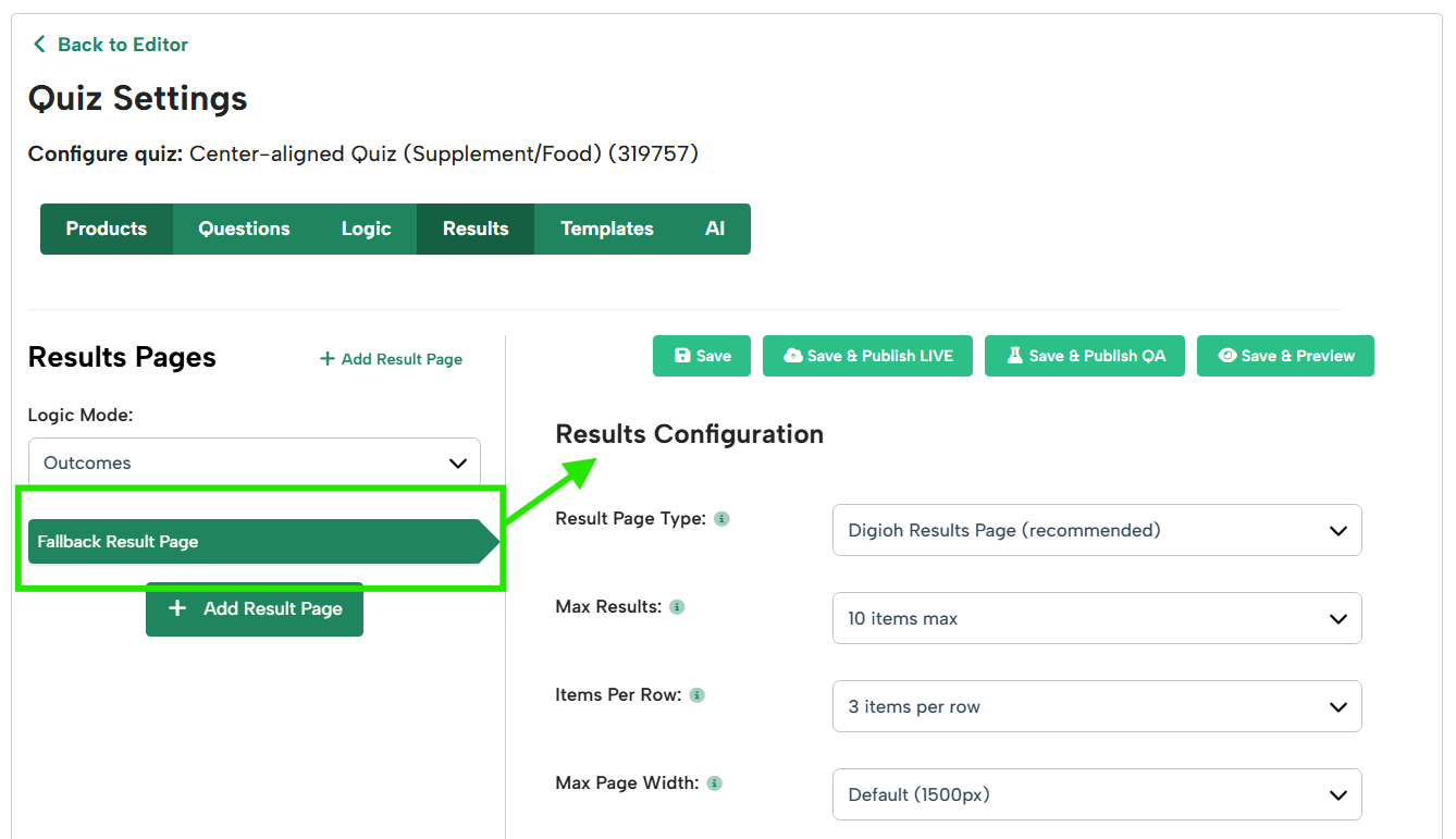 How to Build Multiple Results Pages for a Digioh Quiz - Digioh Help Docs